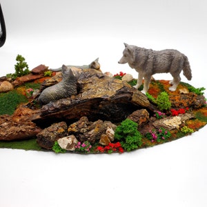 Wolves Diorama-wolf and Her Pups Diorama- Wolves-ooak-12 1/2" Long by 6 ...