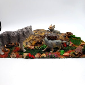 Wolves Diorama-wolf and Her Pups Diorama- Wolves-ooak-12 1/2" Long by 6 ...