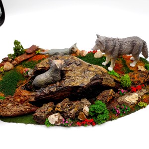 Wolves Diorama-wolf and Her Pups Diorama- Wolves-ooak-12 1/2" Long by 6 ...