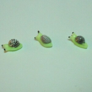 Snails- Set of 3 Teeny Tiny Polymer Clay 3/8" Glow in the Dark Snails ...