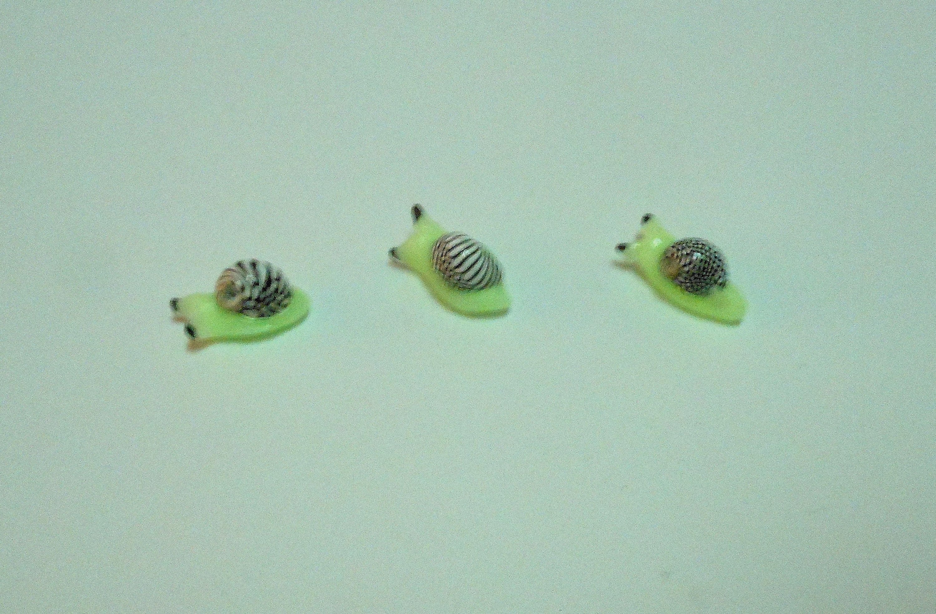 Snails- Set of 3 Teeny Tiny Polymer Clay 3/8" Glow in the Dark Snails ...