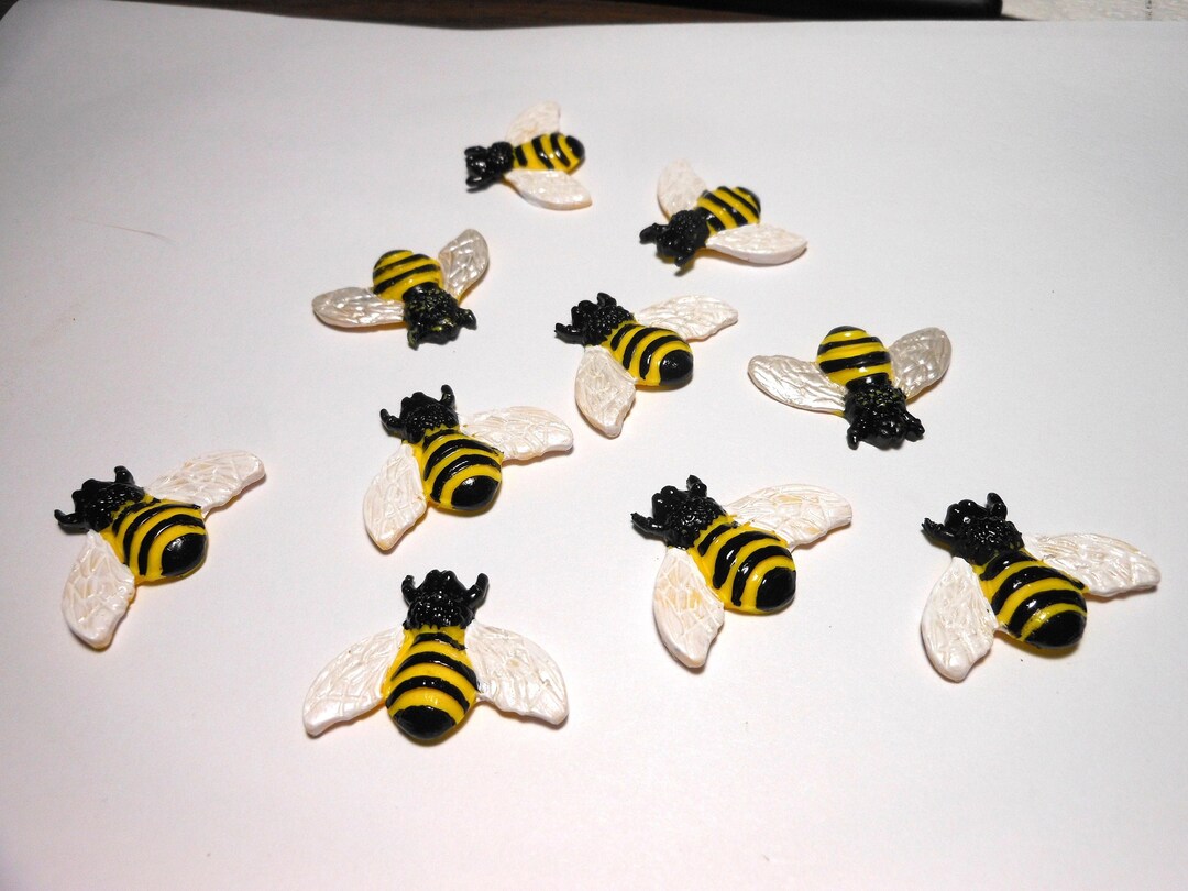 Bees-honey Bees-polymer Clay Large Bees-ooak-sets of 5 Bees 3/4" Long X ...