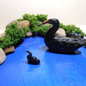 Black Swan-ooak-micro-mini Swan-polymer Clay Swan 3/8" Tall OR Large 1 ...