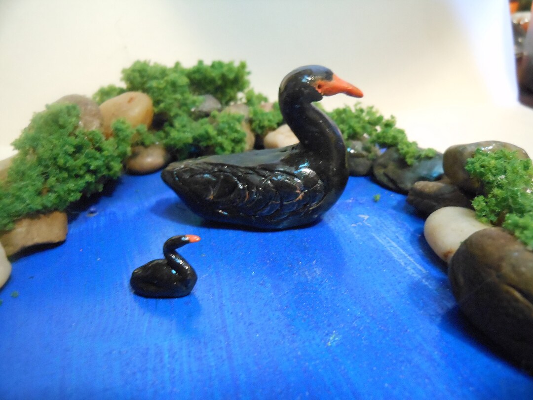 Black Swan-ooak-micro-mini Swan-polymer Clay Swan 3/8" Tall OR Large 1 ...