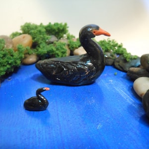 Black Swan-ooak-micro-mini Swan-polymer Clay Swan 3/8" Tall OR Large 1 ...