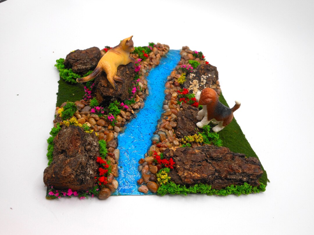 Dog Diorama-cat Diorama-beagle Puppy/siamese Cat---puppy's First Cat ...