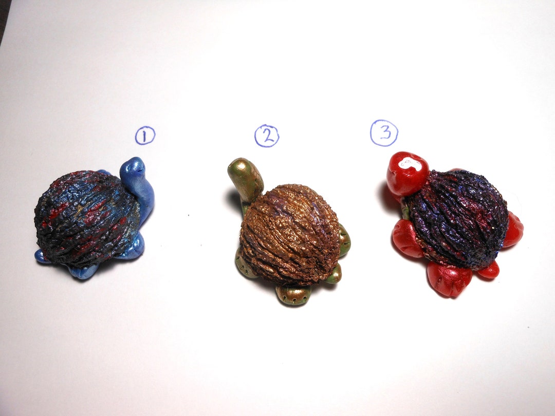 Turtles-choice of Colors-polymer Clay/walnut Shell Turtles - Etsy