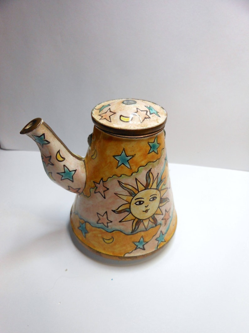 Miniature Metal Whimsical Painted Pot-enameled Copper Pot - Etsy