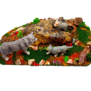 Wolves Diorama-wolf and Her Pups Diorama- Wolves-ooak-12 1/2" Long by 6 ...