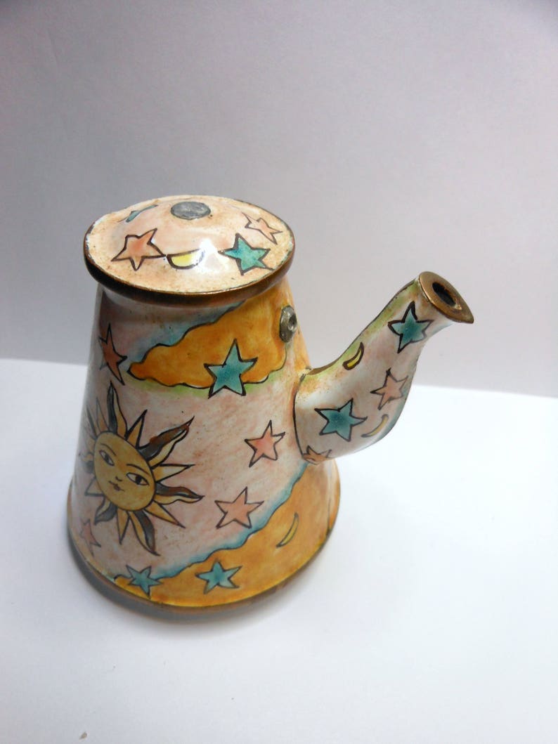 Miniature Metal Whimsical Painted Pot-enameled Copper Pot - Etsy