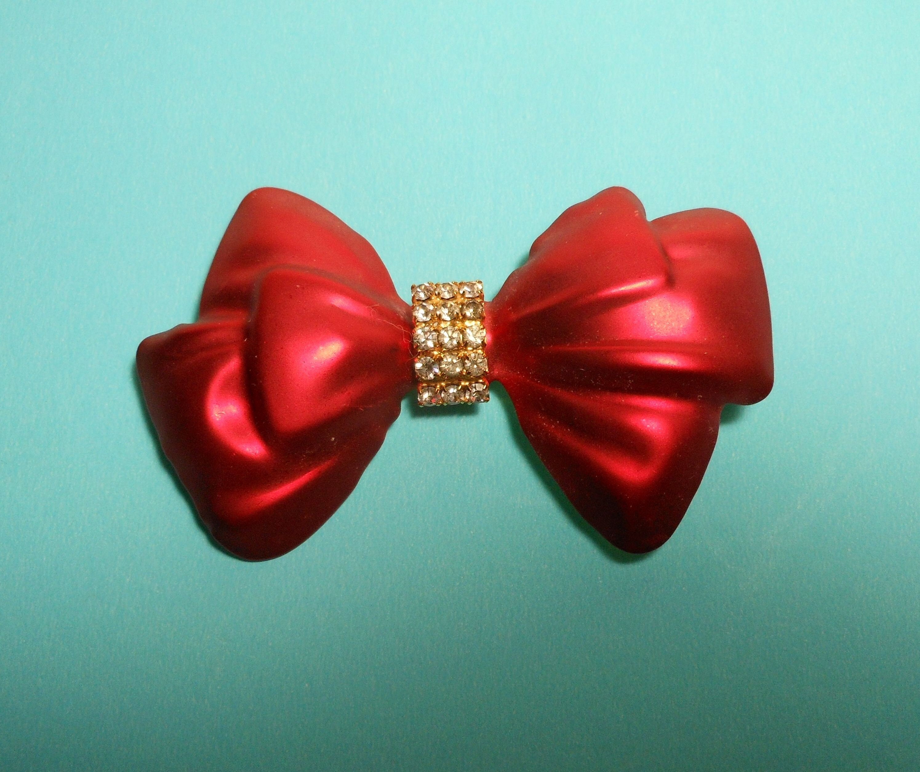 Red Bow Brooch-rhinestone Brooch - Etsy UK