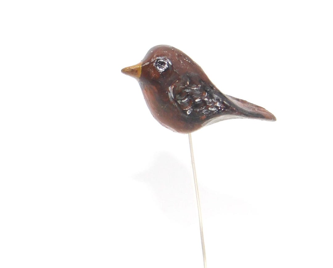Robin-polymer Clay Robin-bird on a Wire-1 1/8" Robin - Etsy