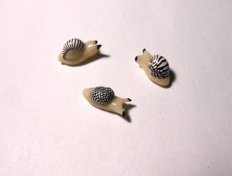 Snails- Set of 3 Teeny Tiny Polymer Clay 3/8" Glow in the Dark Snails ...