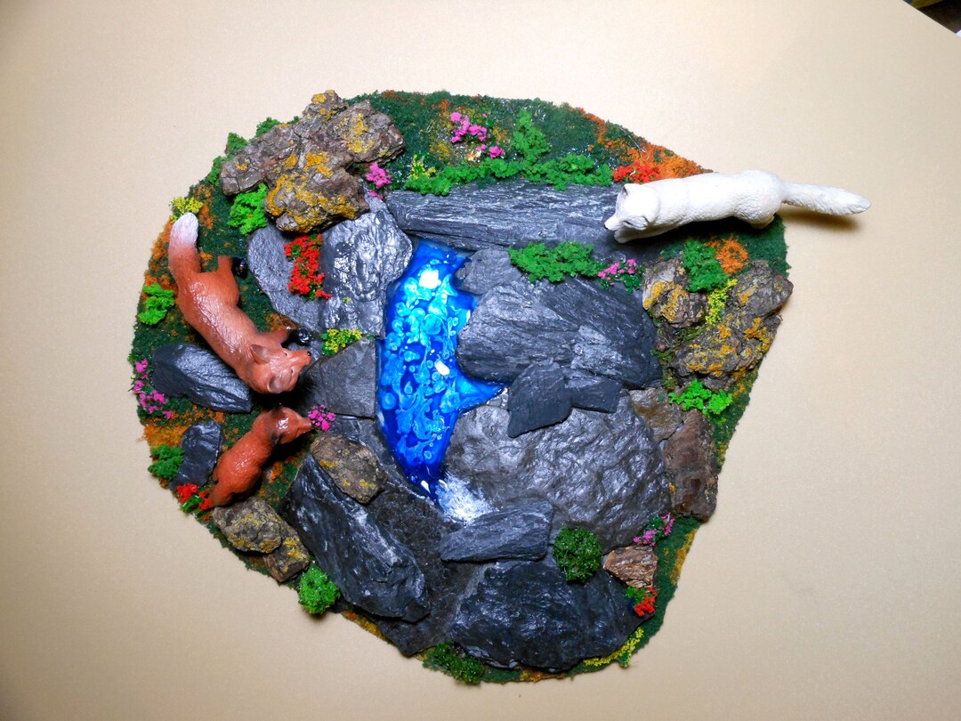 Fox Diorama the Big Stare Down A Red Fox and Her Pup Stare - Etsy