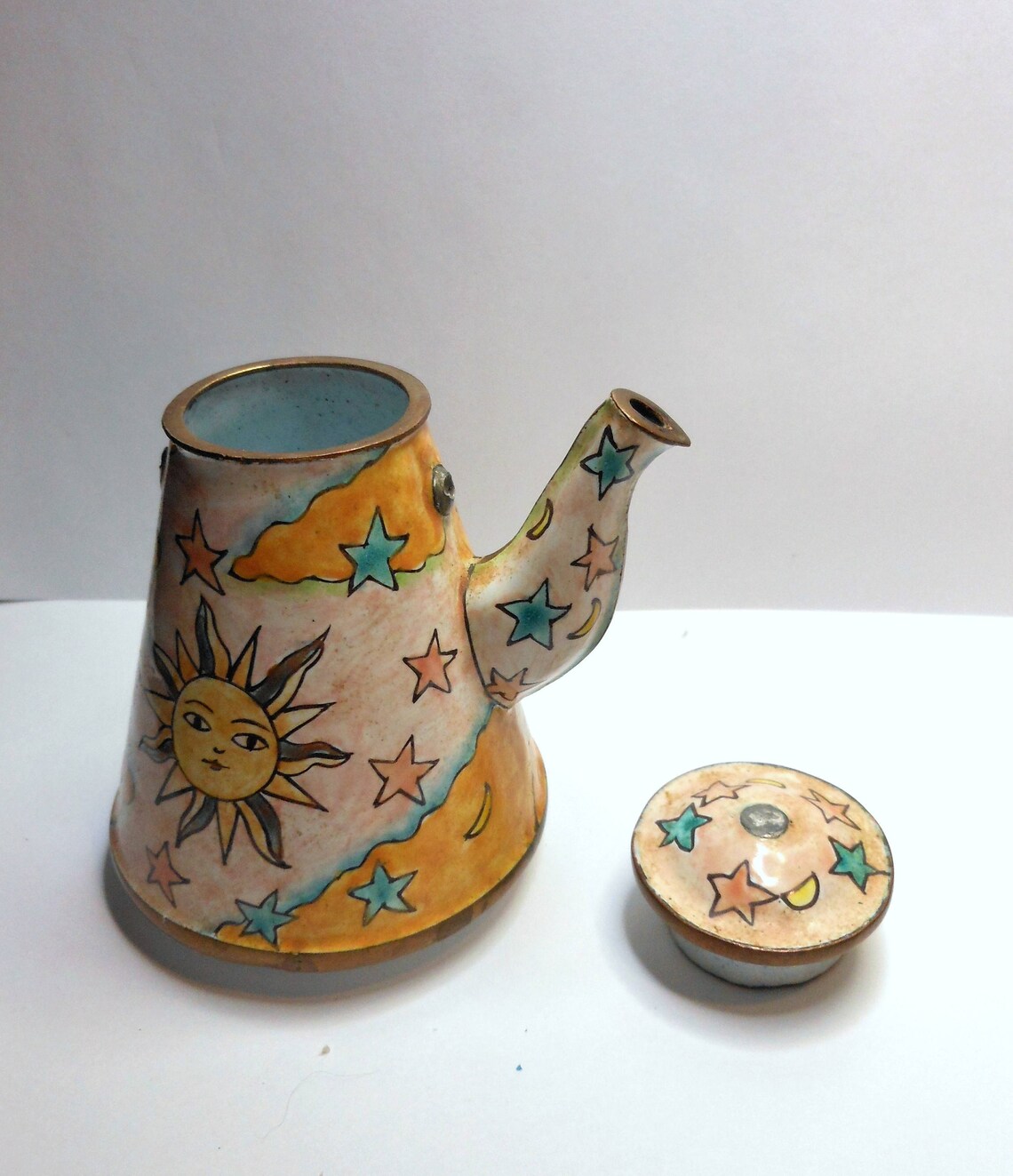 Miniature Metal Whimsical Painted Pot-enameled Copper Pot - Etsy