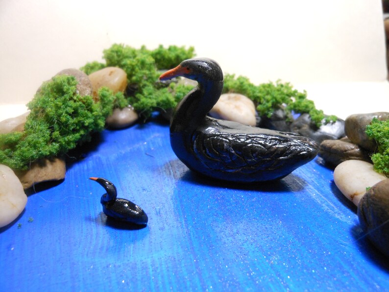 Black Swan-ooak-micro-mini Swan-polymer Clay Swan 3/8 - Etsy