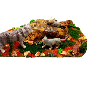 Wolves Diorama-wolf and Her Pups Diorama- Wolves-ooak-12 1/2" Long by 6 ...