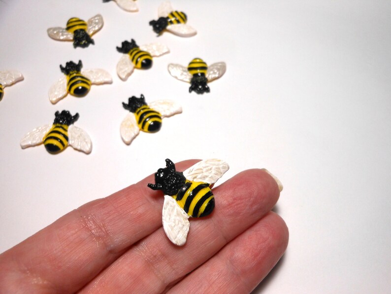 Bees-honey Bees-polymer Clay Large Bees-ooak-sets of 5 Bees | Etsy