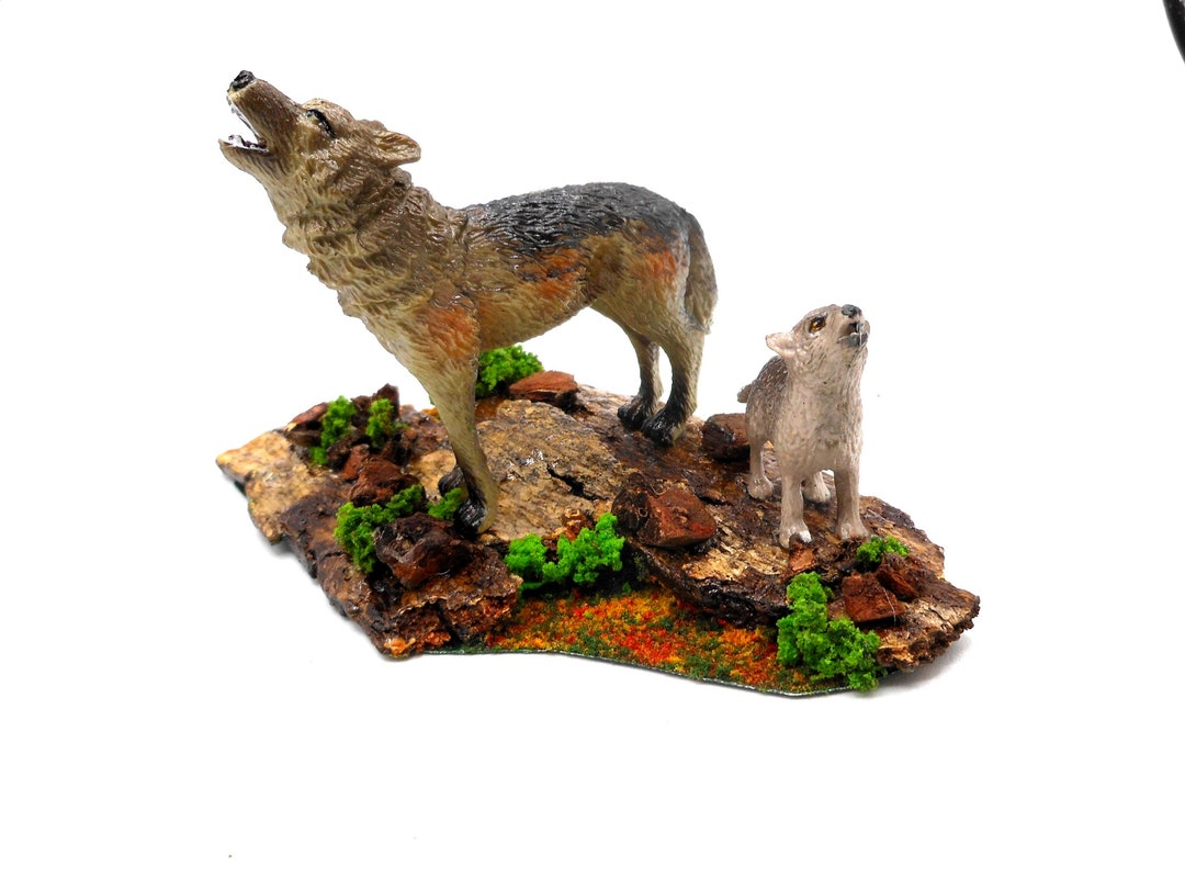 Wolf and His Pup Diorama- "like Father, Like Son- Wolves-ooak-woodland ...