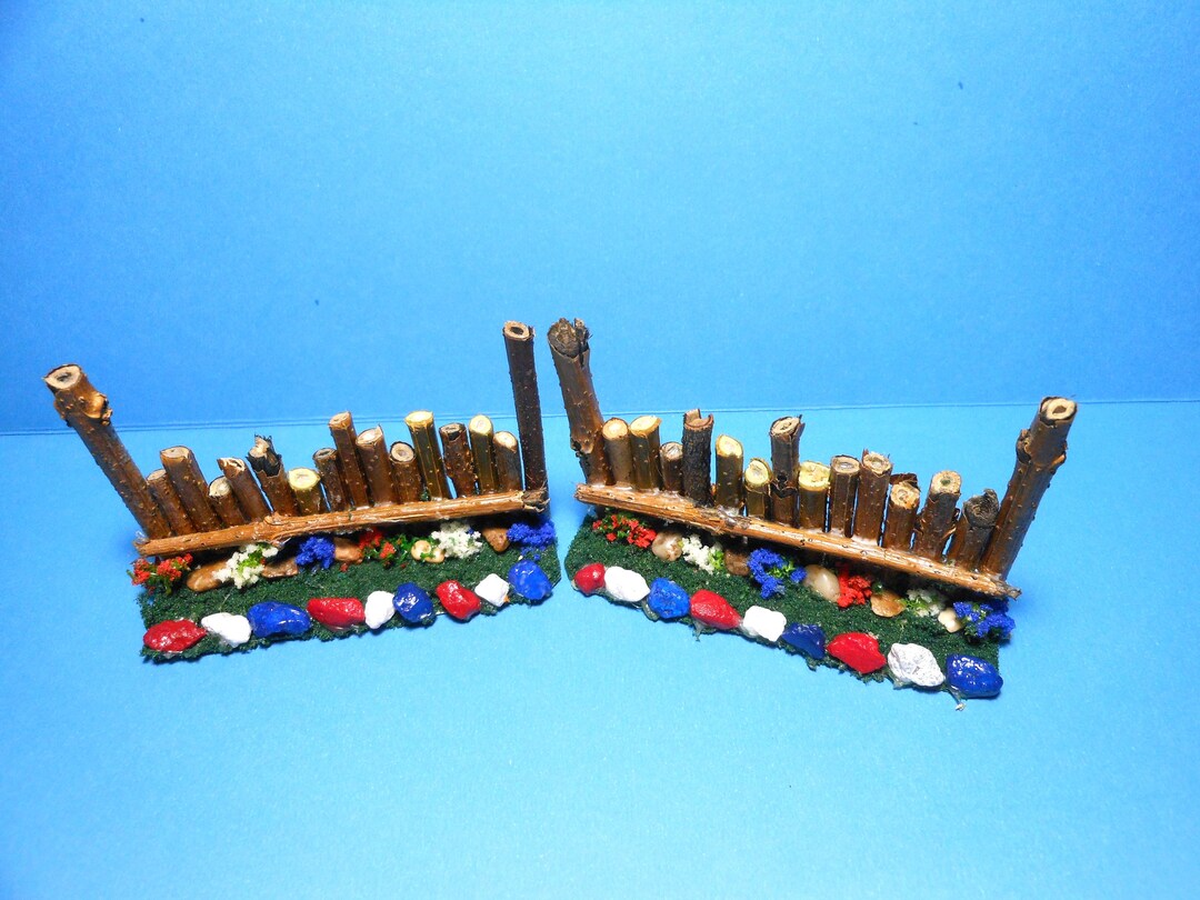 Fairy Garden/terrarium/model Train Set of 2 Fences/ooak/patriotic Red ...