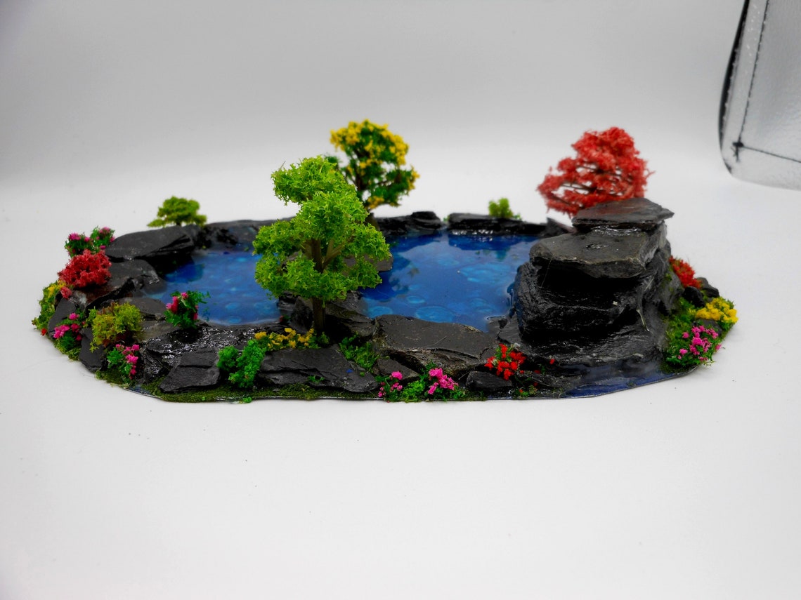 Pond-ooak-glow in the Dark Pond-waterfall-slate Pond-fairy - Etsy