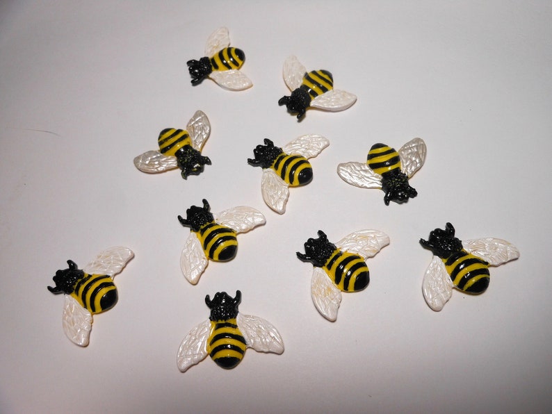 Bees-honey Bees-polymer Clay Large Bees-ooak-sets of 5 Bees - Etsy