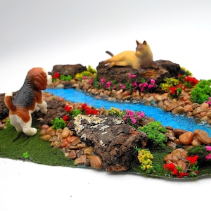 Dog Diorama-cat Diorama-beagle Puppy/siamese Cat---puppy's First Cat ...