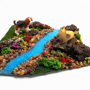 Dog Diorama-cat Diorama-beagle Puppy/siamese Cat---puppy's First Cat ...