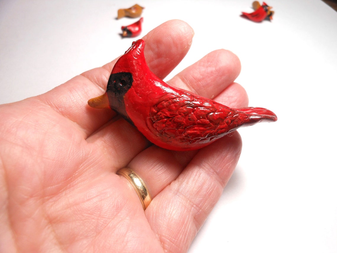 Large Polymer Clay Cardinal-ooak-cardinal - Etsy