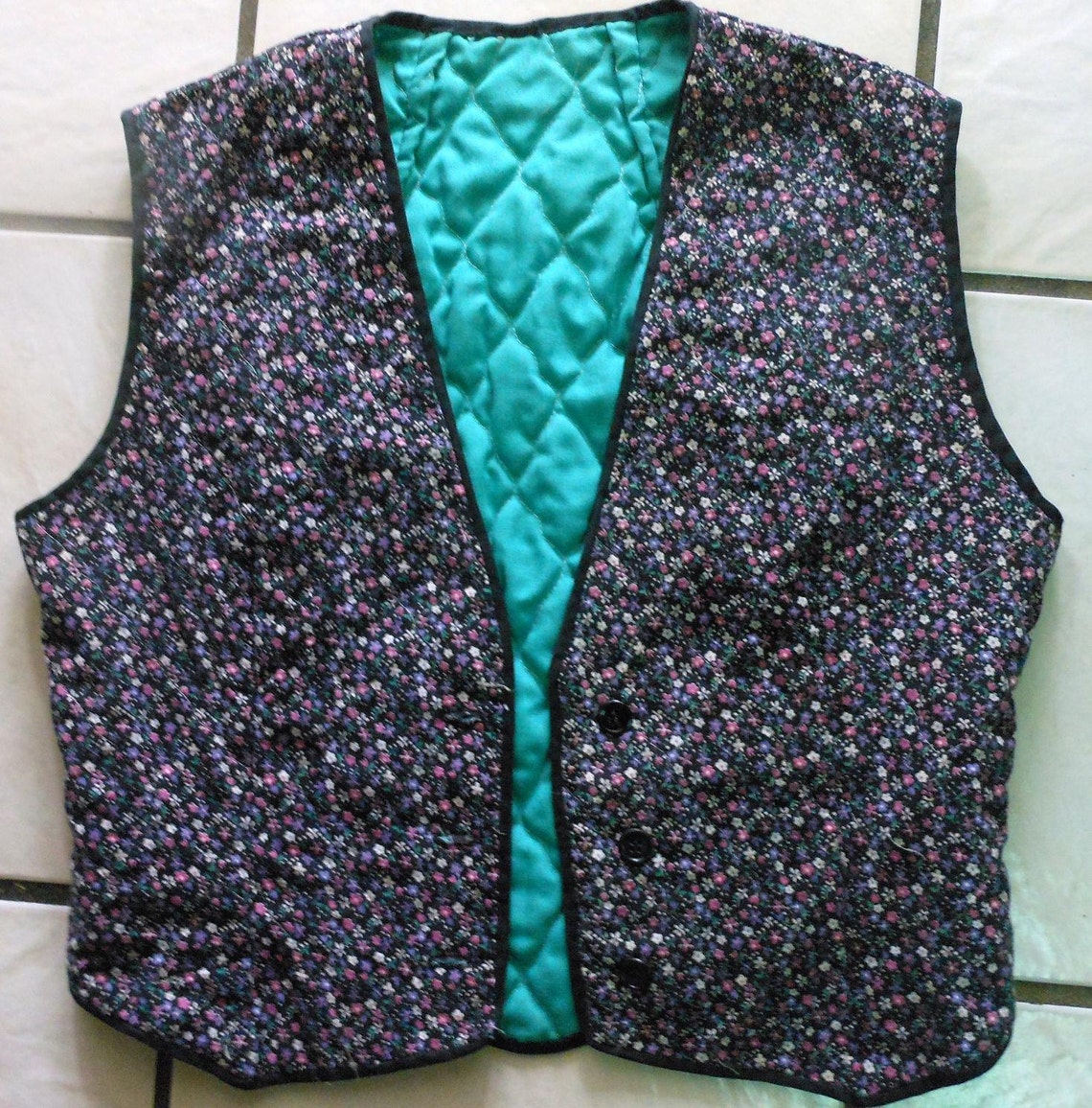 Vest-handmade-quilted Design-black - Etsy
