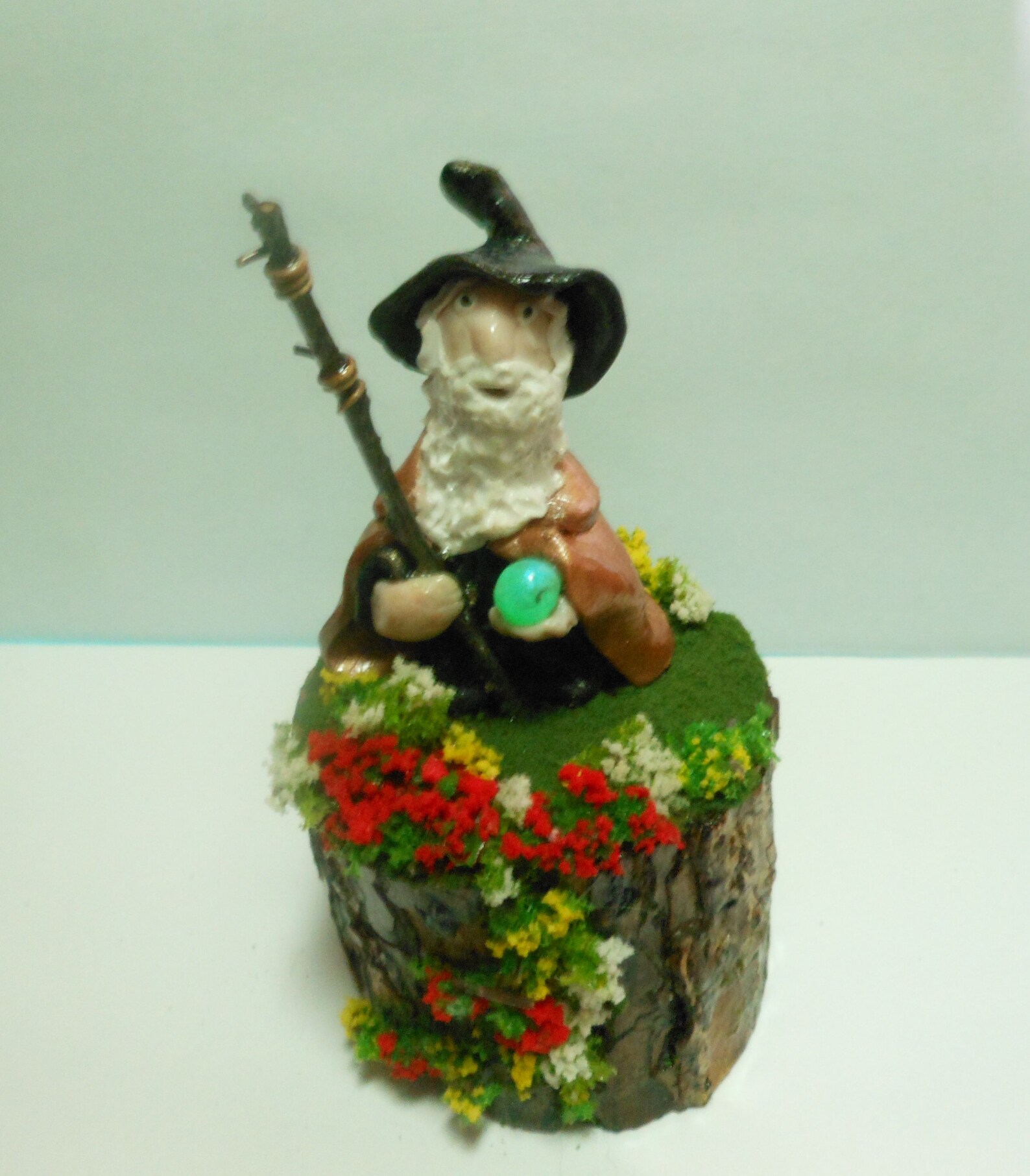 Wizard With Staff and Glow in the Dark Gazing Ball-polymer - Etsy