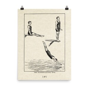 The DIVERS Vintage Swimming Art Study Poster SET, Antique Scientific ...