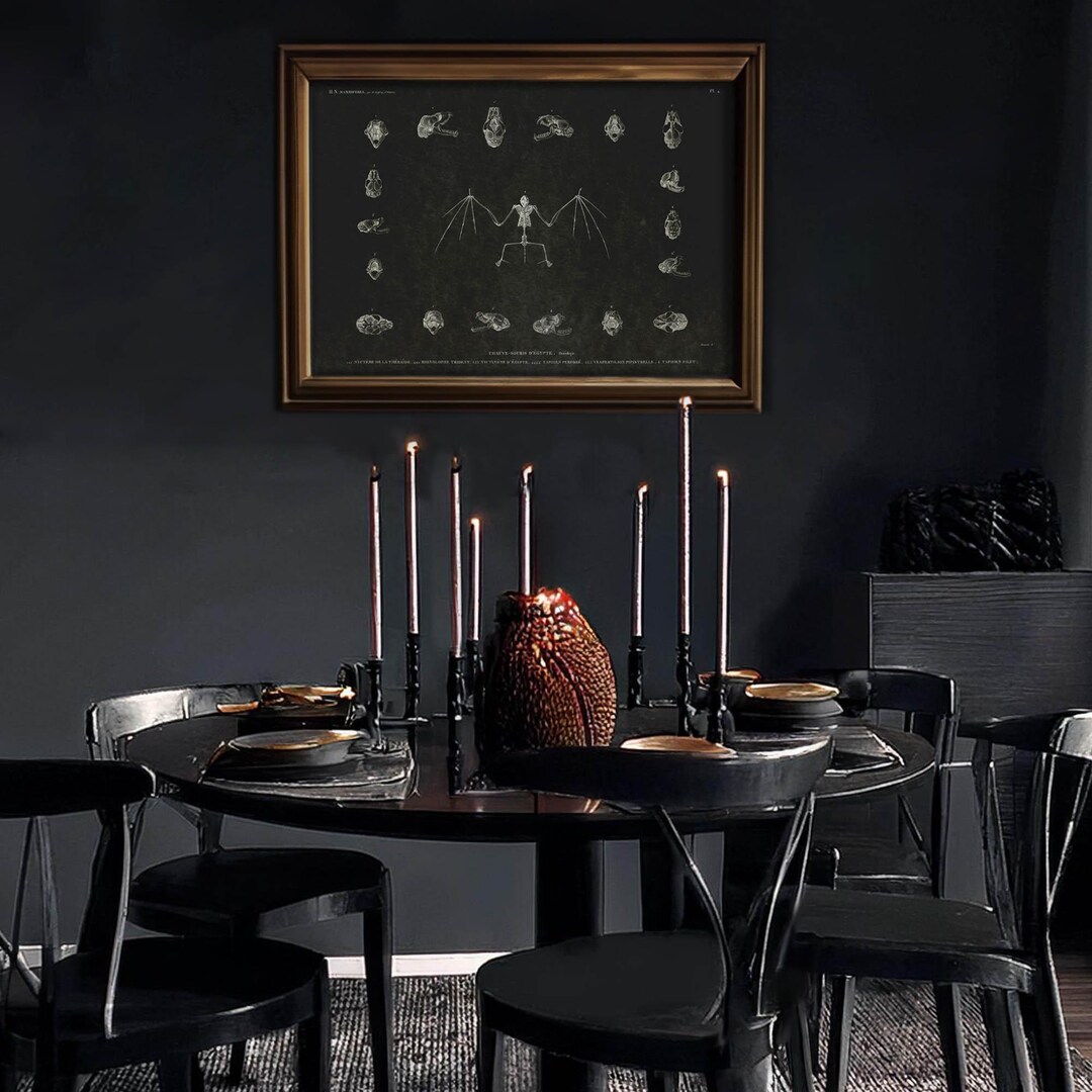 Antique Bats Anatomy Art Print, Vintage Halloween Bat Cave Gothic Home ...