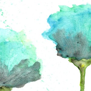 Flower Art, Flower Print, Blue, Mint Green, Flower Watercolor ...