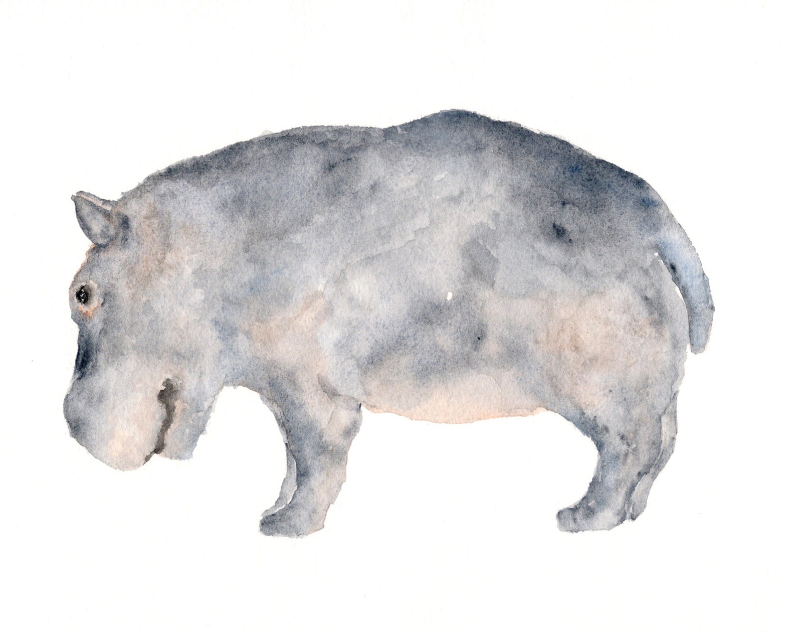 Watercolor Hippo Painting, Watercolor Painting, Nursery Art, Hippo ...