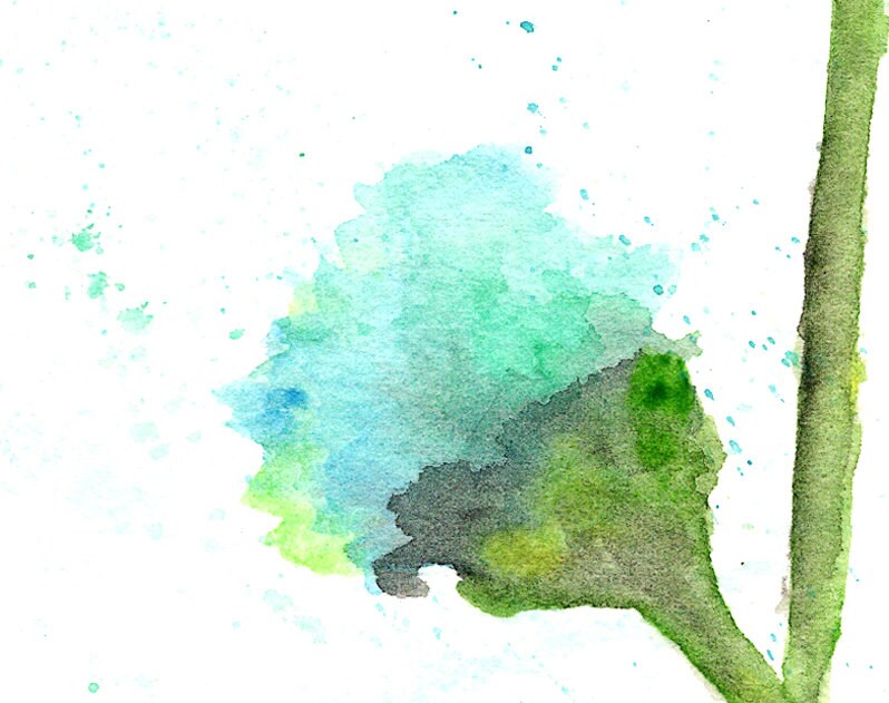 Flower Art Flower Print Blue Mint Green Flower Watercolor - Etsy