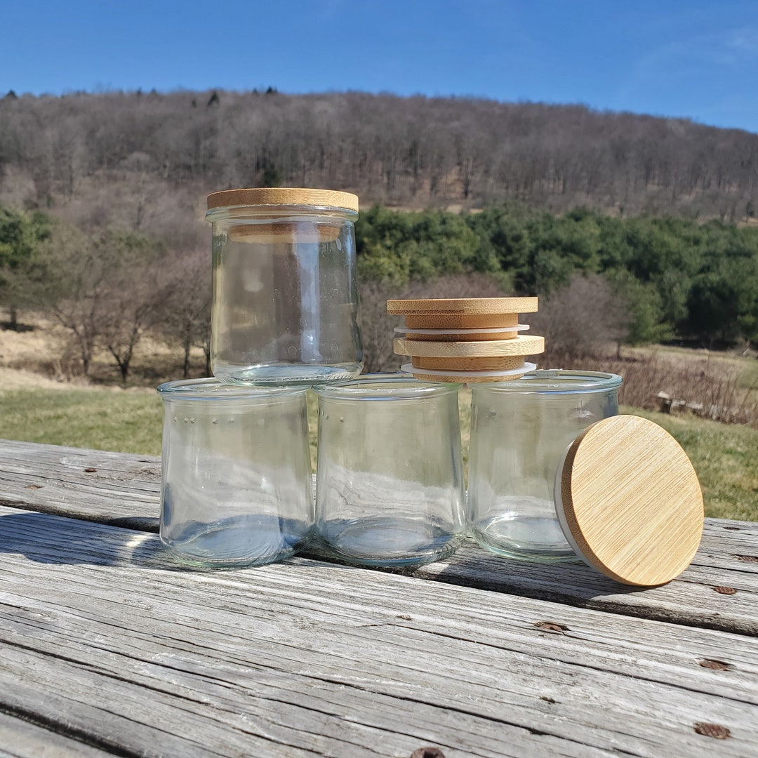 Clear La Fermiere Recycled Yogurt Jars With Lids Set of 4 - Etsy