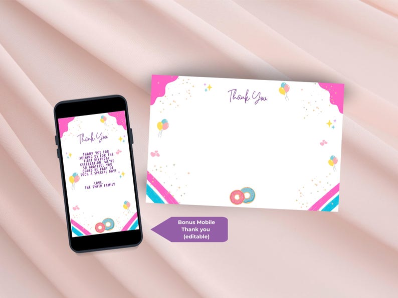 Two Sweet Donut Birthday Invitation, Girl 2nd Birthday (digital ...