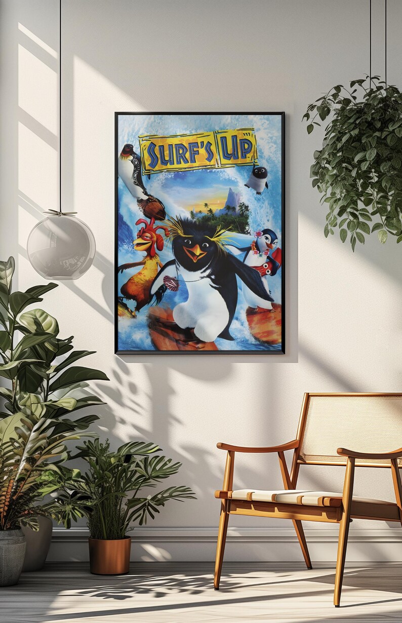 Surf’s up Poster, Cartoon Movie Wall Art, Surfing Animated Print, Beach ...