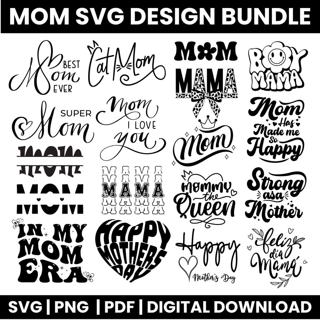 Mom SVG Bundle, Mama Life Designs, Mother's Day Graphics (digital ...