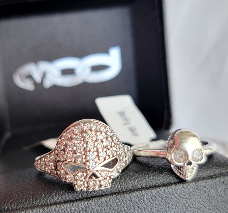 Harley Davidson Willie G Sterling Crystal Skull Ring MOD and Small Skull Ring - Etsy