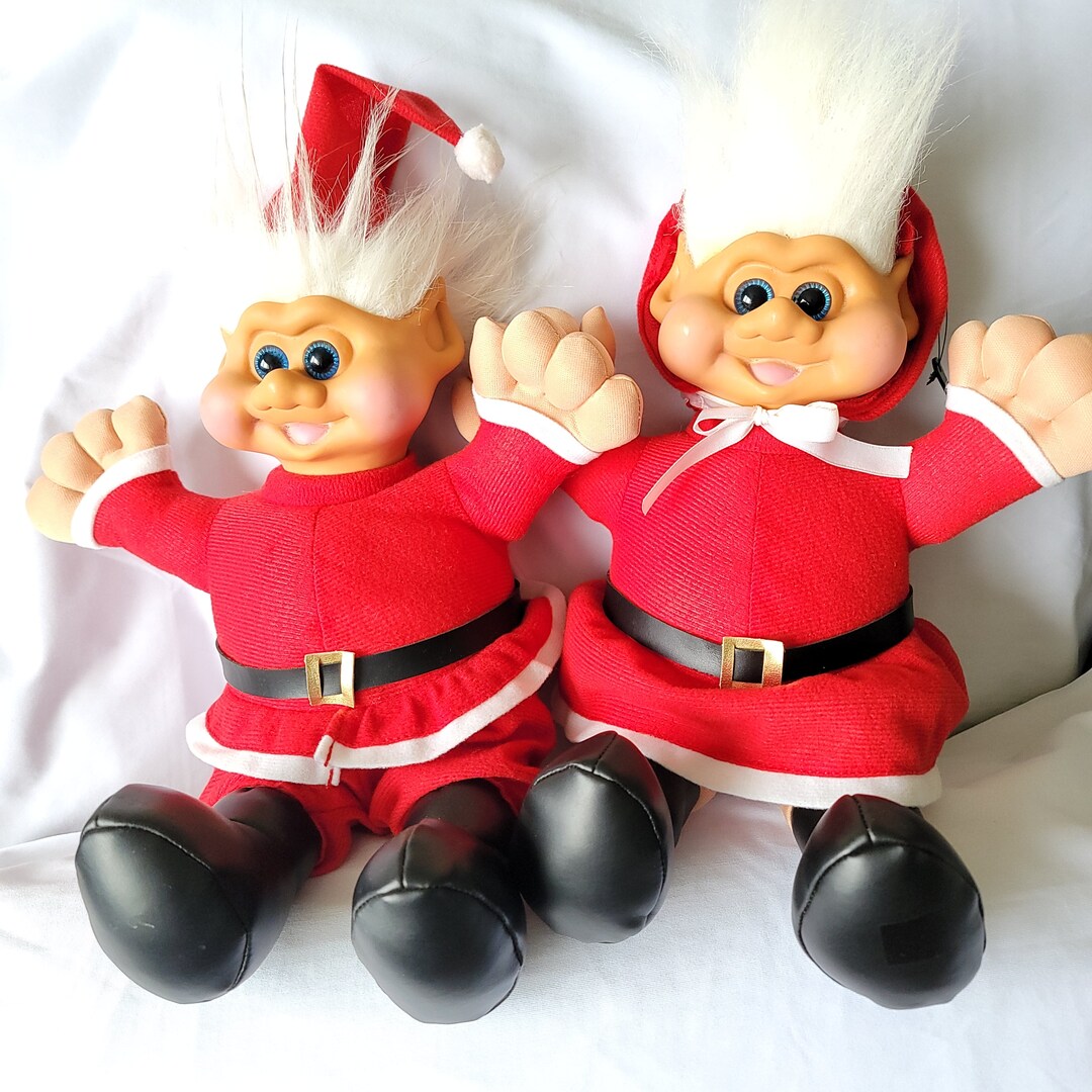 Vintage 1991 Santa and Mrs Claus Troll Dolls - Etsy