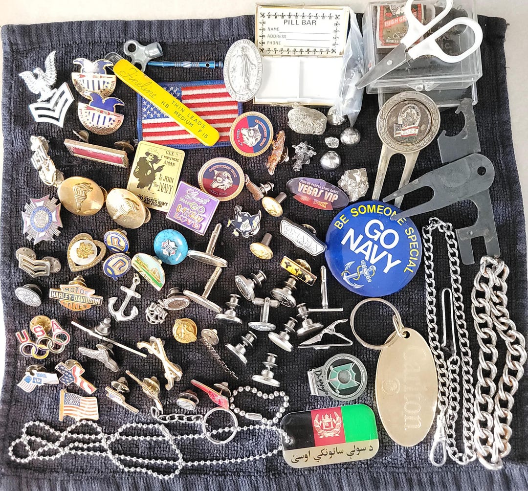 Mens Vintage Junk Drawer Lot Military Pins Cufflinks - Etsy