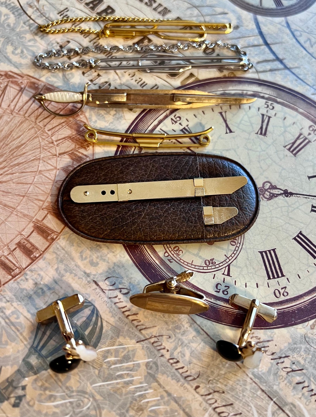 Swank Mens Tie Bars Cuff Links and Collar Stays - Etsy