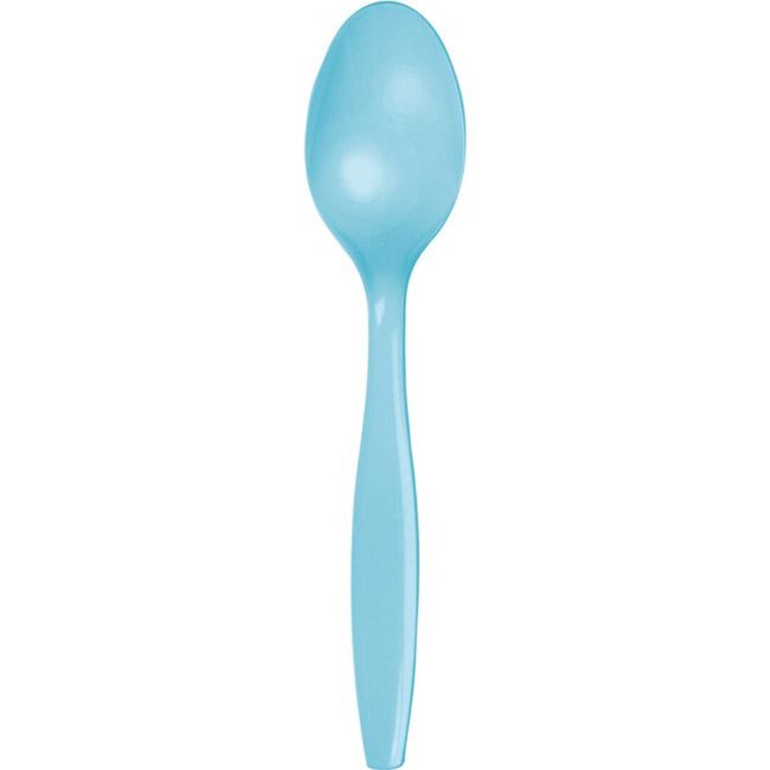 24 Pastel Blue Spoons Plastic Silverware, Wedding, Holiday Party ...
