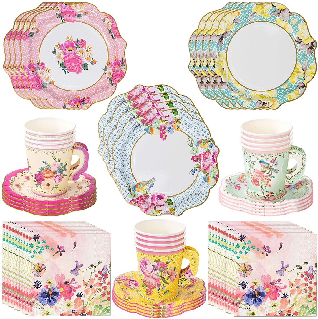 Tea Party Supplies | Floral Paper Party Plates, Napkins, Tea Cups and ...