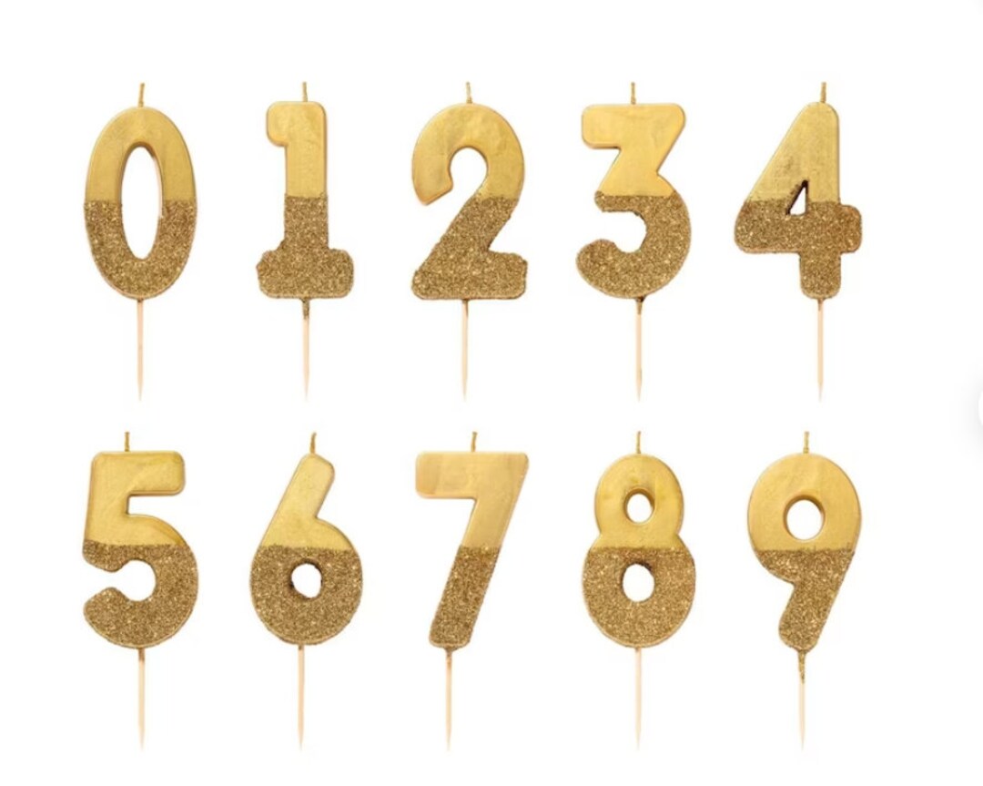 Number Birthday Candle , Gold Milestone Birthday , Number Cake Toppers ...