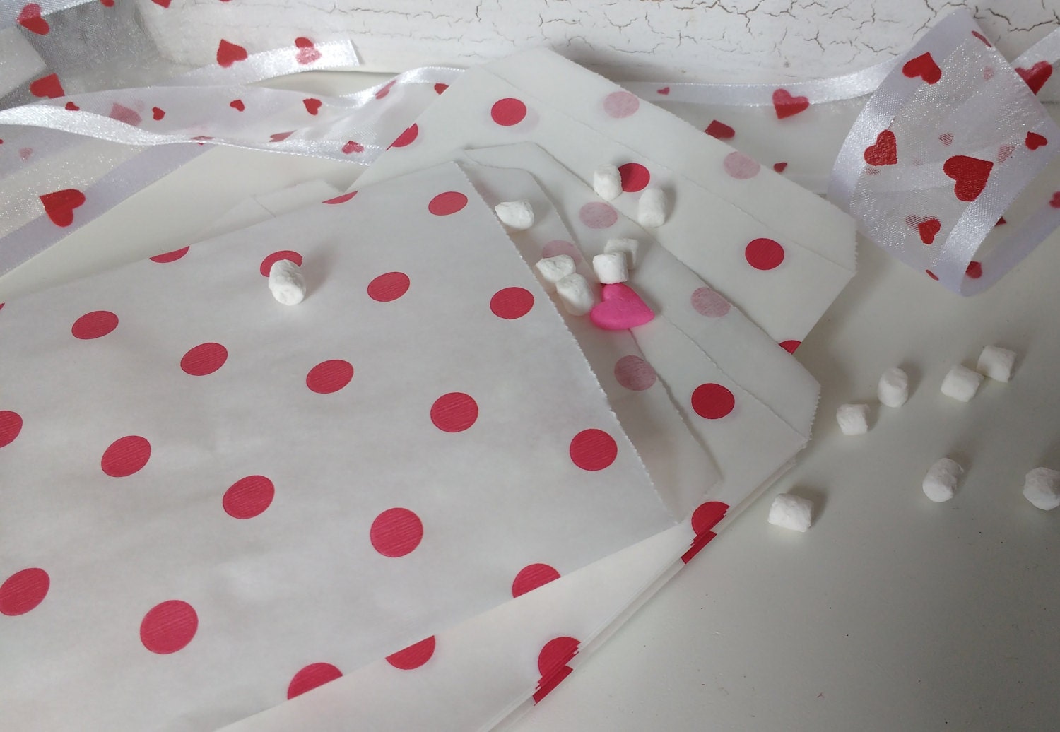 Red Polka Dot Candy Bags, 4 X 6 Candy Bag, Wedding Favors, Candy Buffet ...