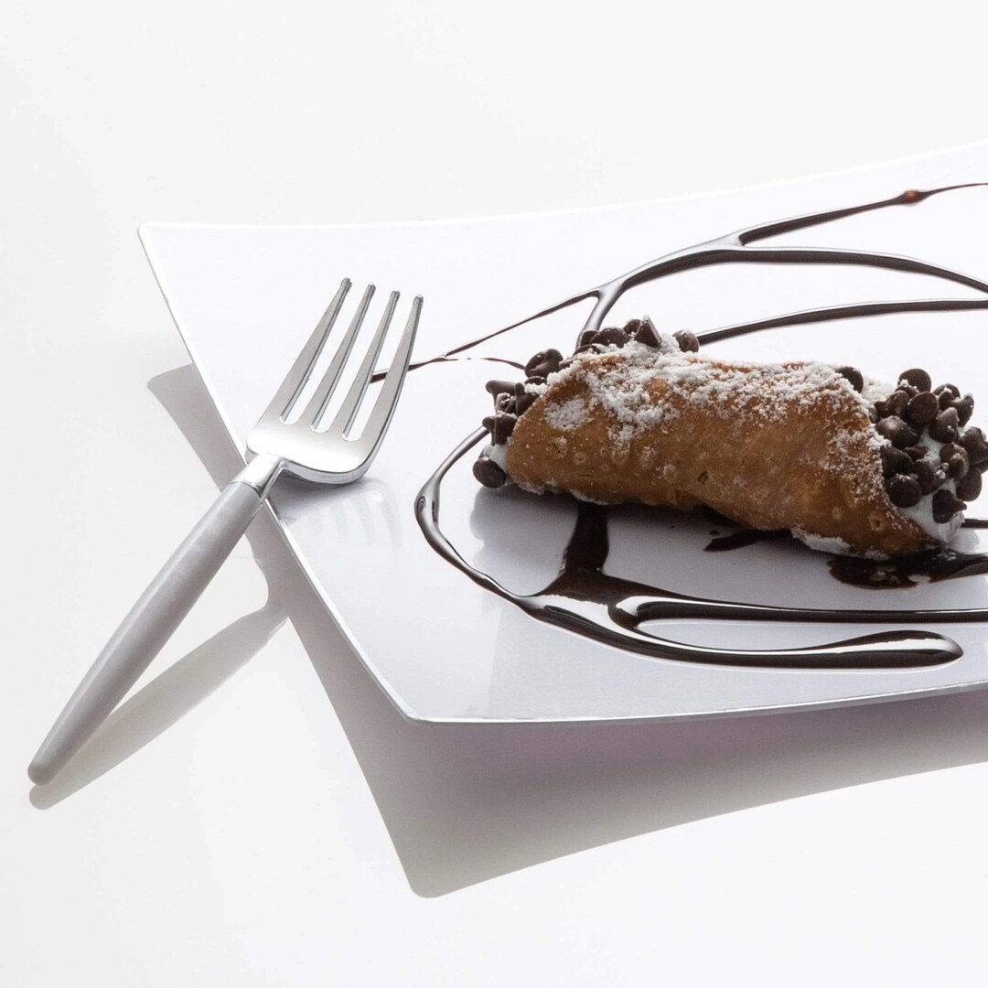 White and Silver Plastic Mini Forks | 20 Forks Wedding Cake Forks - Etsy