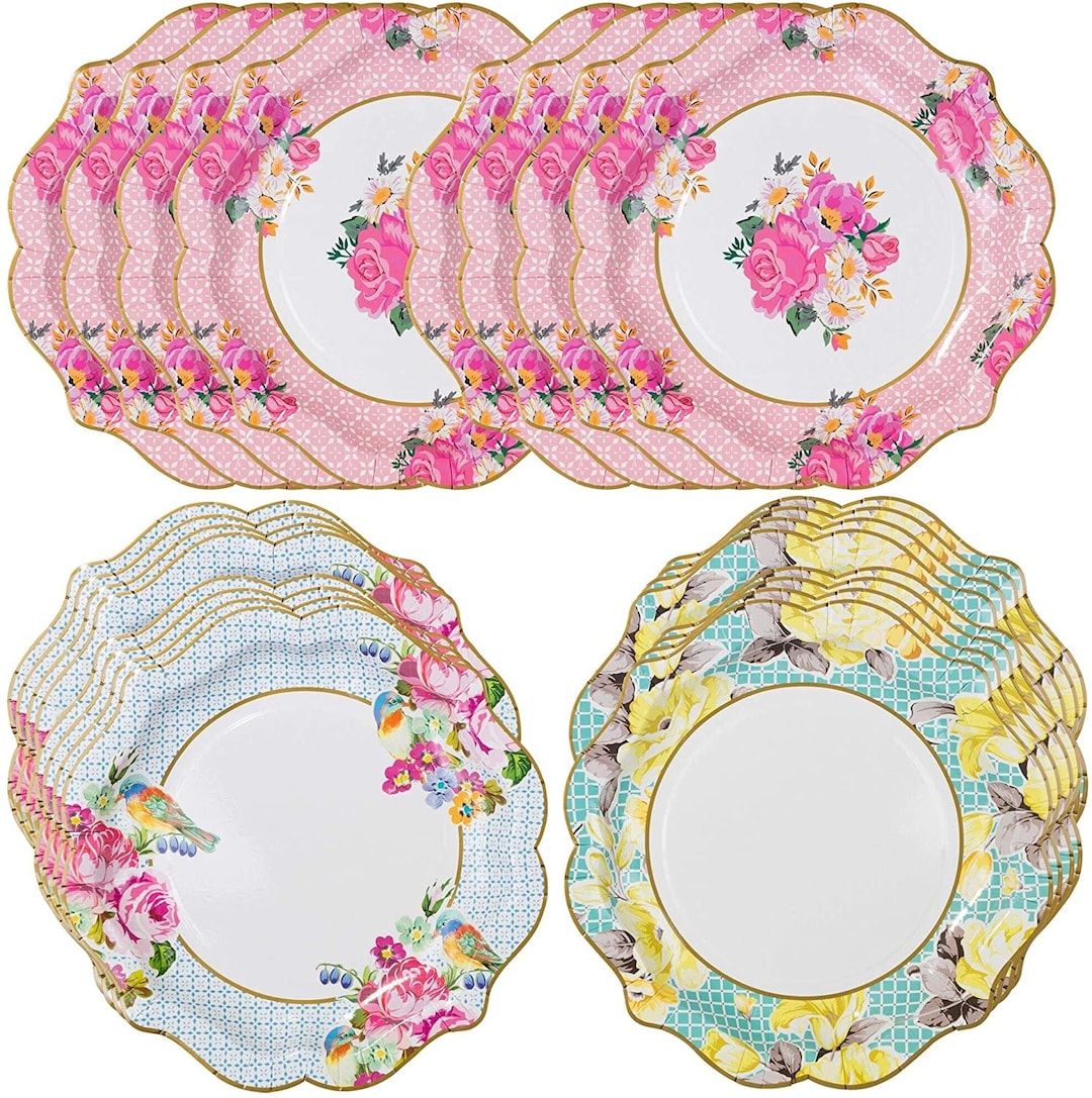 Floral Plates for a Tea Party, Wedding, Multicolor 12 Ct - Etsy